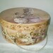 Vintg OVAL HAT BOX Oval Hat Box With Lid Faded Wallpaper Hat Box in Tan ...