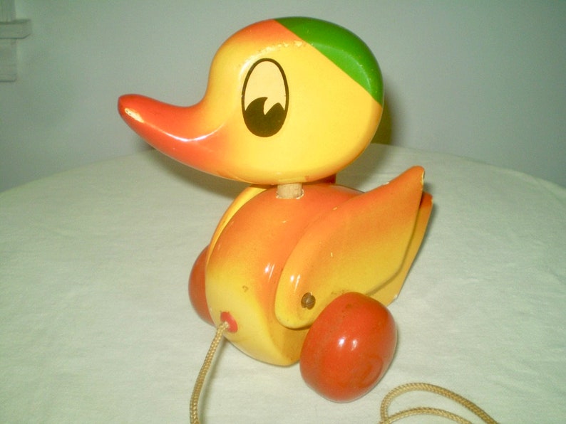 Vintage Kouvalias Duckie Pull Toy Rolling Duck With Turning - Etsy