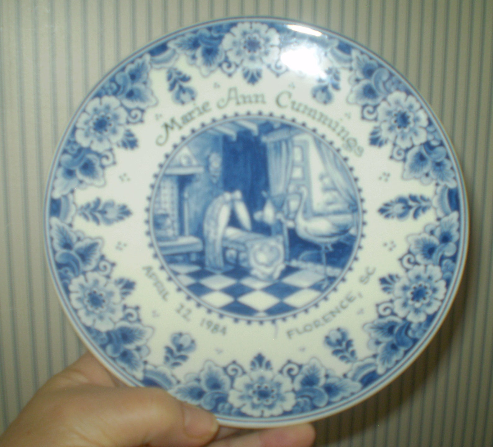 Blue Plate Birth Announcement Delft Plate Made in | Etsy