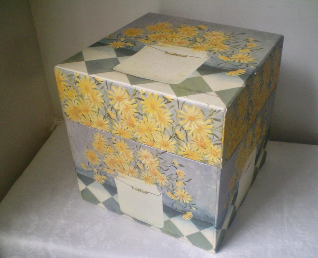 Tall SQUARE HAT BOX or Decorated Storage Box With Lid- 9x9x9