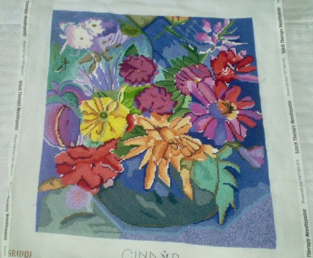 A RIOT of FLOWERS by Sylvia Ruth Weinberg Designer Needlepoint Canvas ...