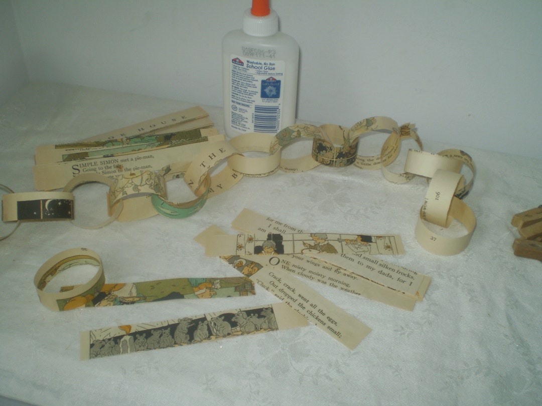 PAPER CHAIN Kit From 100 Year Old Nursery Book- Antique Illustrations ...