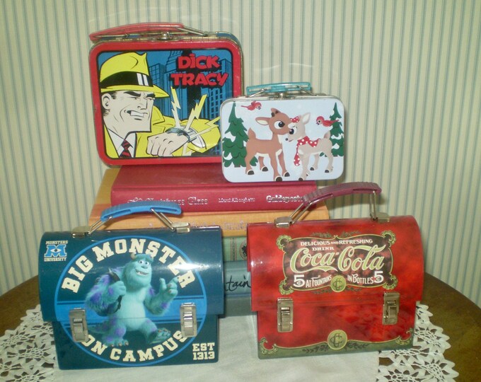 4 Little LUNCHBOXES- Vintage Lunch Box Collection for Storage or Crafts ...