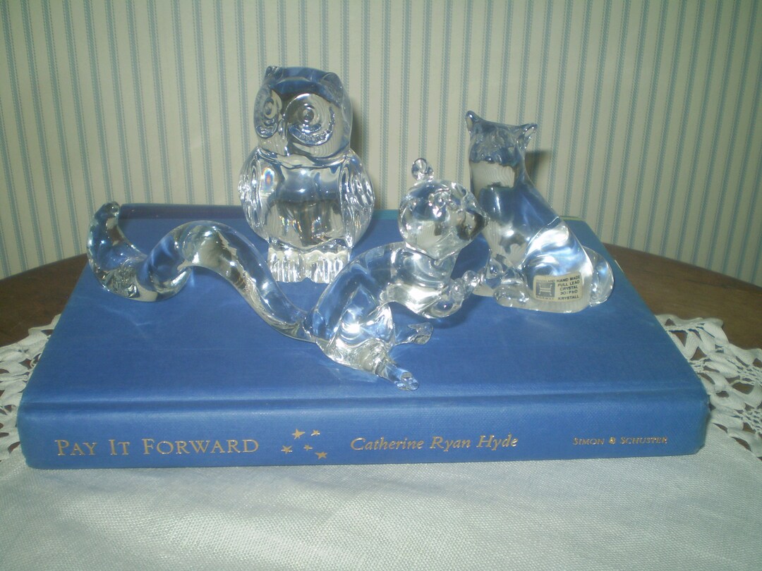 Solid LEAD CRYSTAL ANIMALS- Clear Glass Animals- Crystal Owl or ...