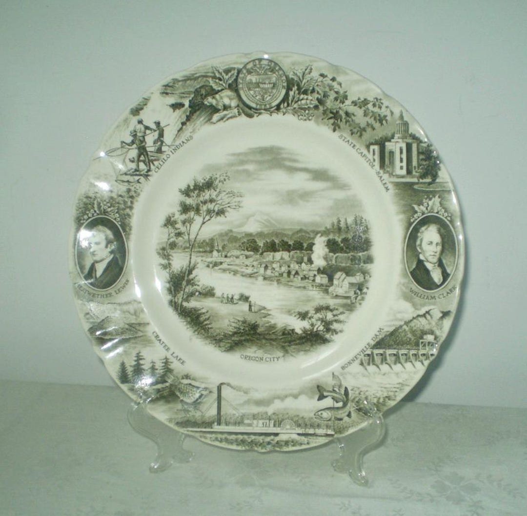 1960s OREGON PLATE by Johnson Brothers, England- Brown and White ...