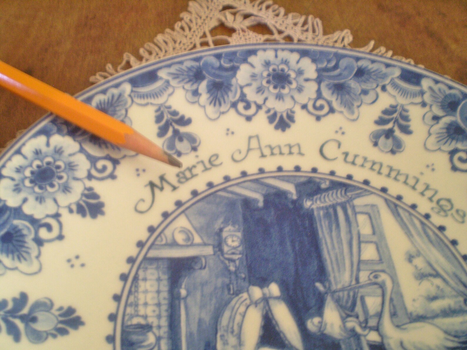 Blue Plate Birth Announcement Delft Plate Made in | Etsy