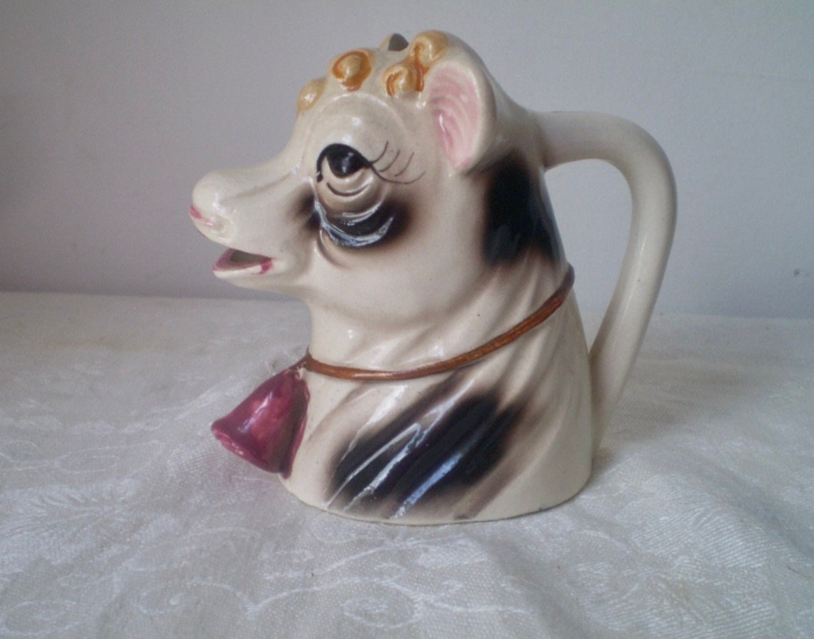 Vintage COW CREAMER Bovine Head Cream Pitcher Small Cow Head - Etsy