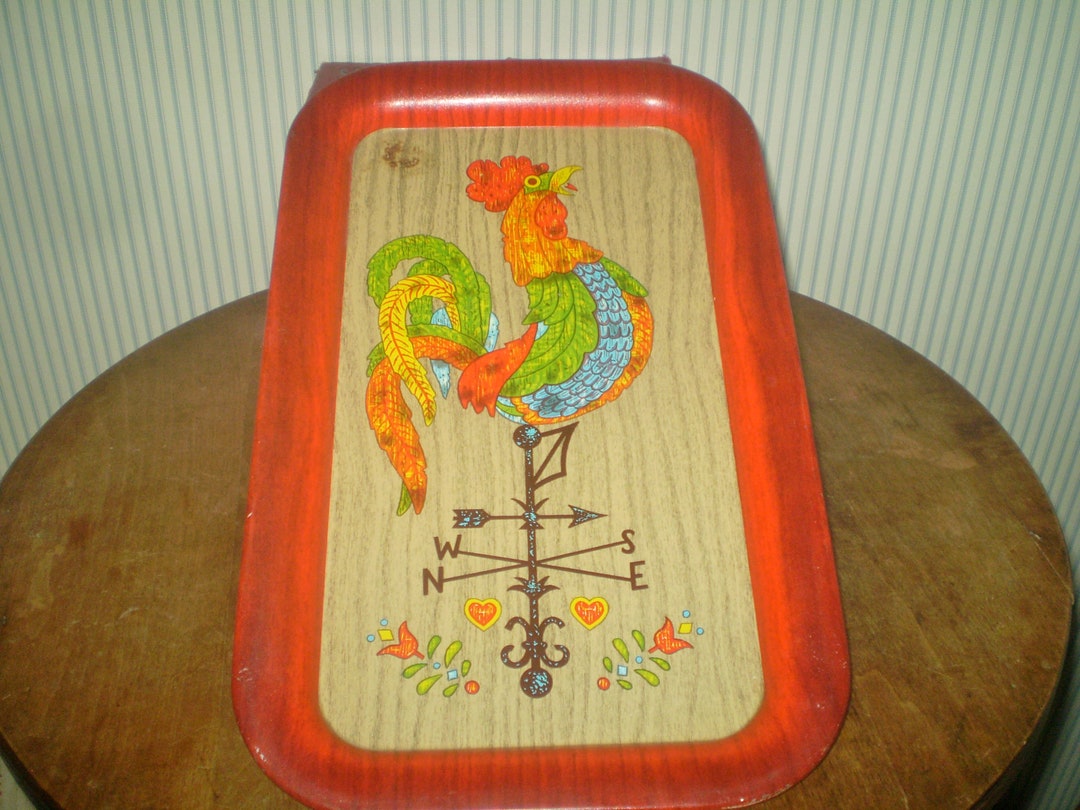 Sale-vintage Rooster Tray Weather Vane Rooster Tray Farmhouse Rooster ...