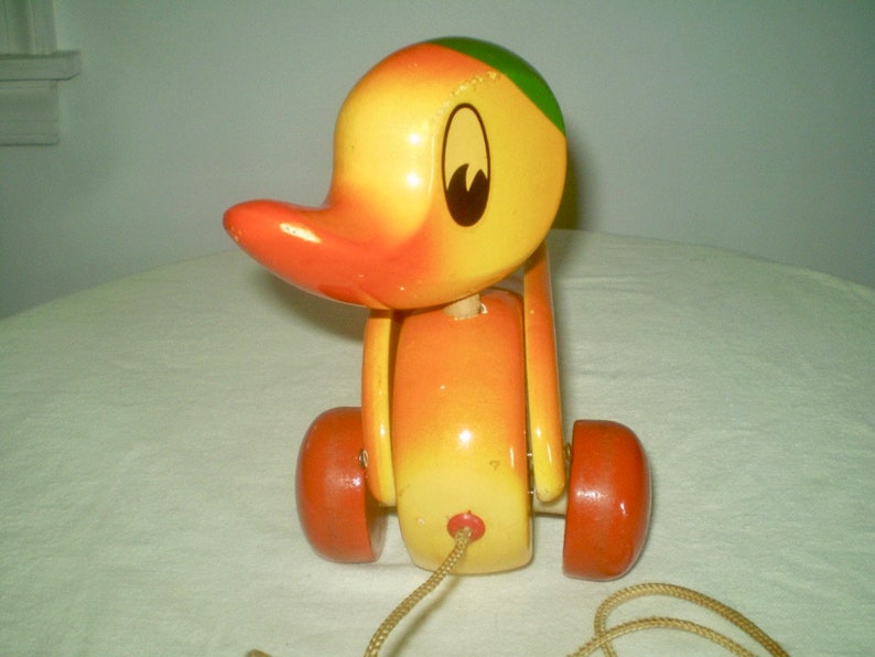 Vintage Kouvalias Duckie Pull Toy Rolling Duck With Turning - Etsy