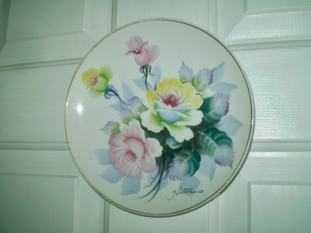 Hand Painted FLORAL PLATE Made in Japan Plate Hand Painted ROSES ...