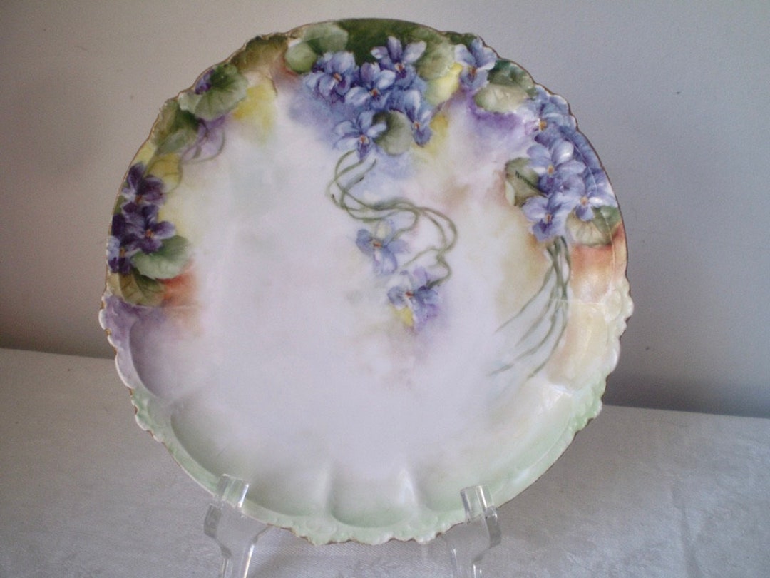 Vintage VIOLETS PLATE Hand Painted Violets Plate February Birthday ...