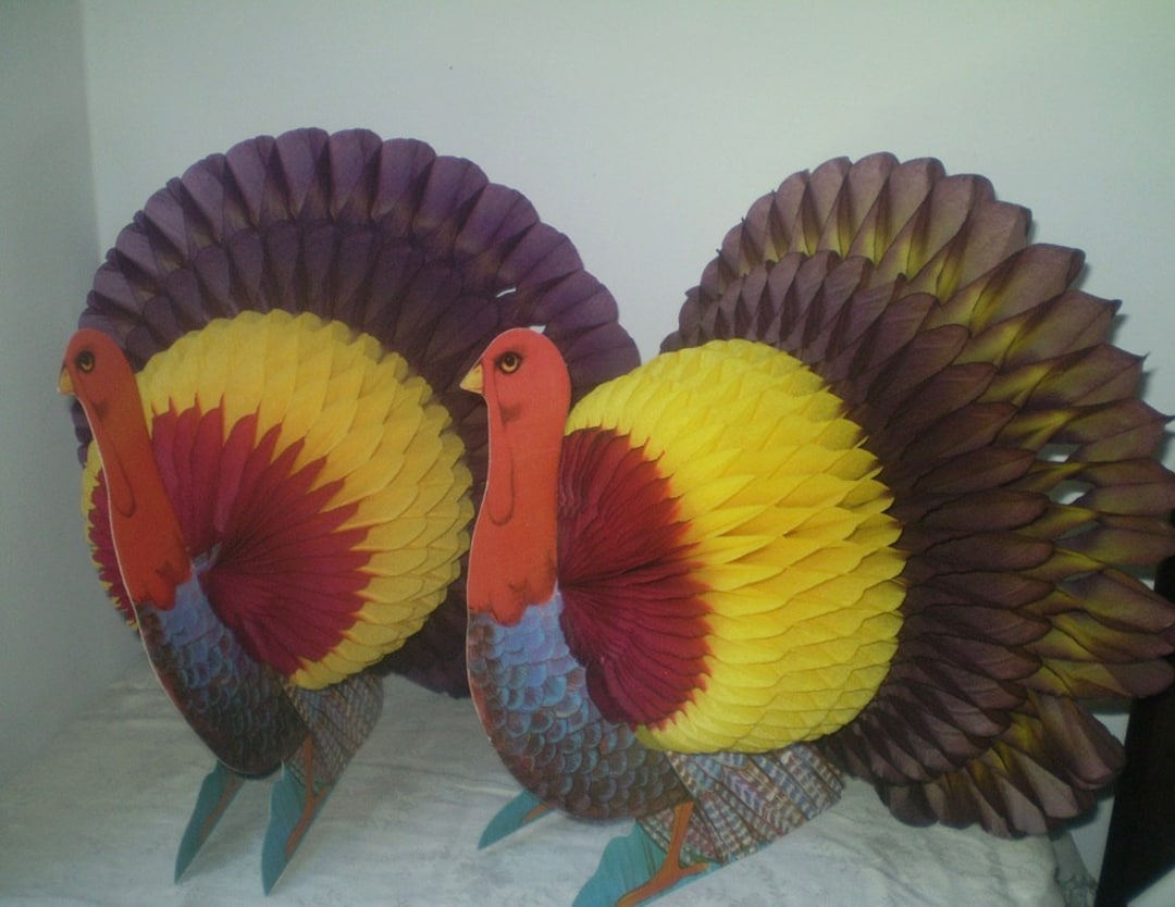 PAPER TURKEYS Amscan Honeycomb Tissue Turkey Centerpieces Thanksgiving ...