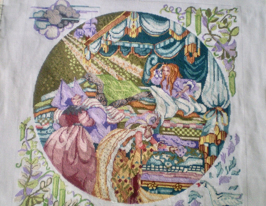 PRINCESS and the PEA Needlepoint- Hand Stitched Fairy Tale Needlepoint ...