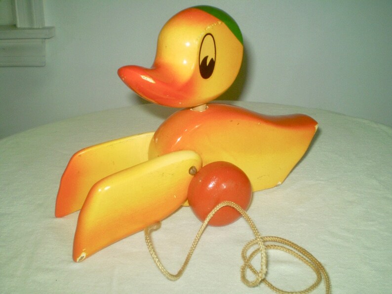 Vintage Kouvalias Duckie Pull Toy Rolling Duck With Turning - Etsy