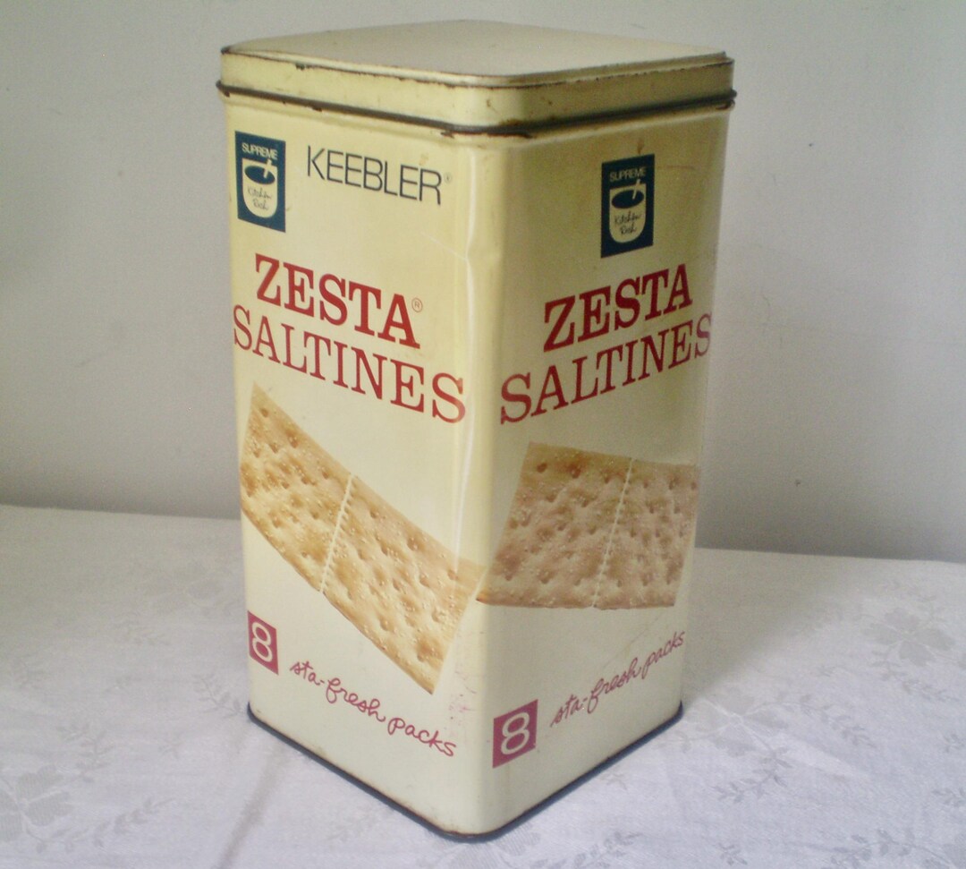 Vntg KEEBLER SALTINES TIN- 1980s Vintage Storage Tin for Saltines or ...