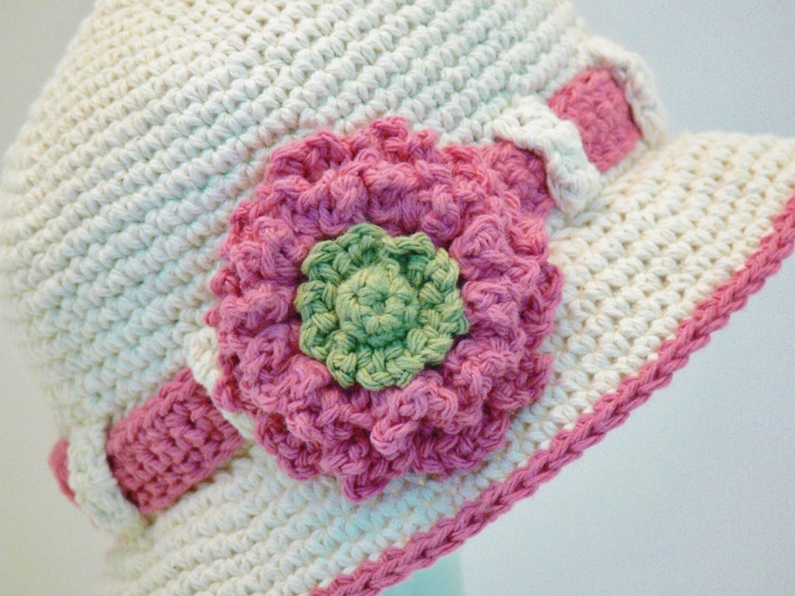 Crochet Pattern - Girls Hat - Sun Hat - Winter Hat - Brim, Flower, Bow ...