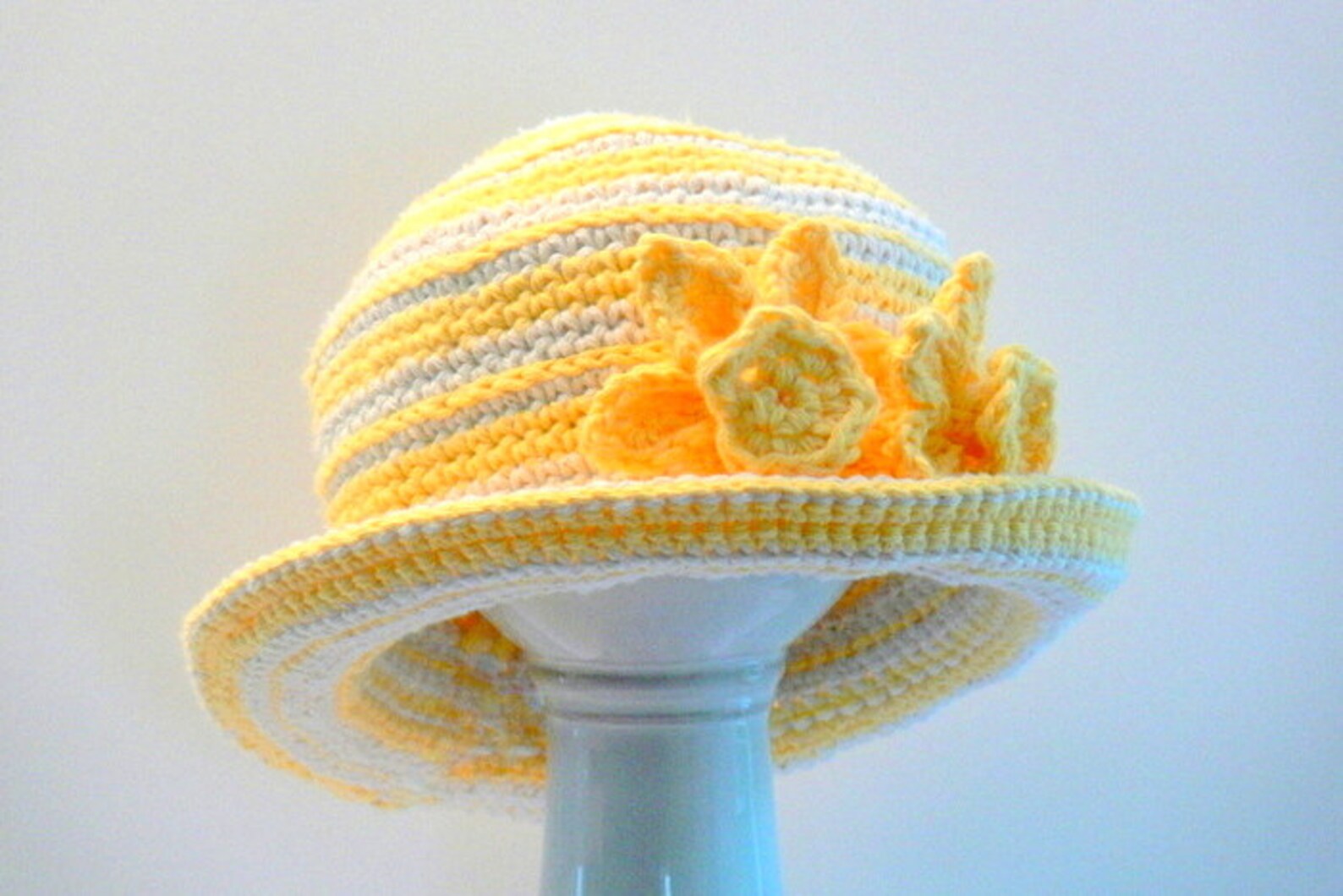 Crochet Pattern - Girls Hat, Spring Hat, Summer Hat, Daffodils and ...