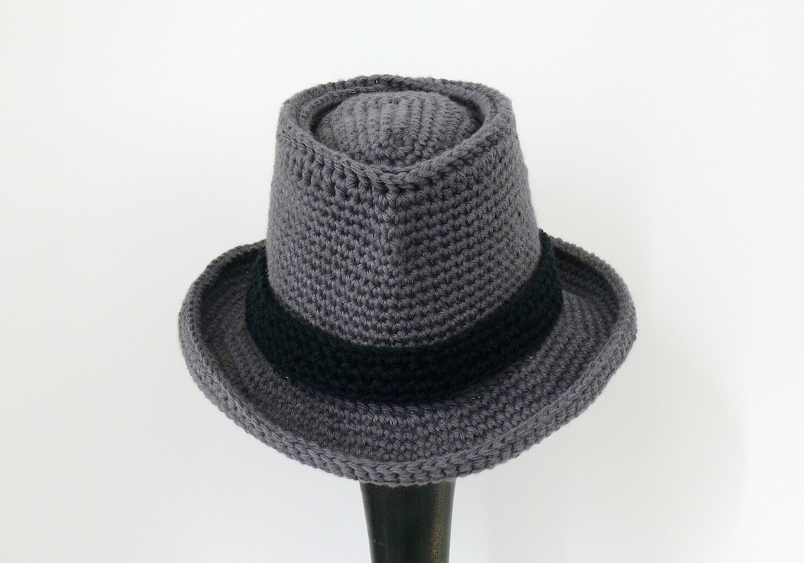 Crochet Pattern Fedora Hat Summer Winter Stiff Brim - Etsy