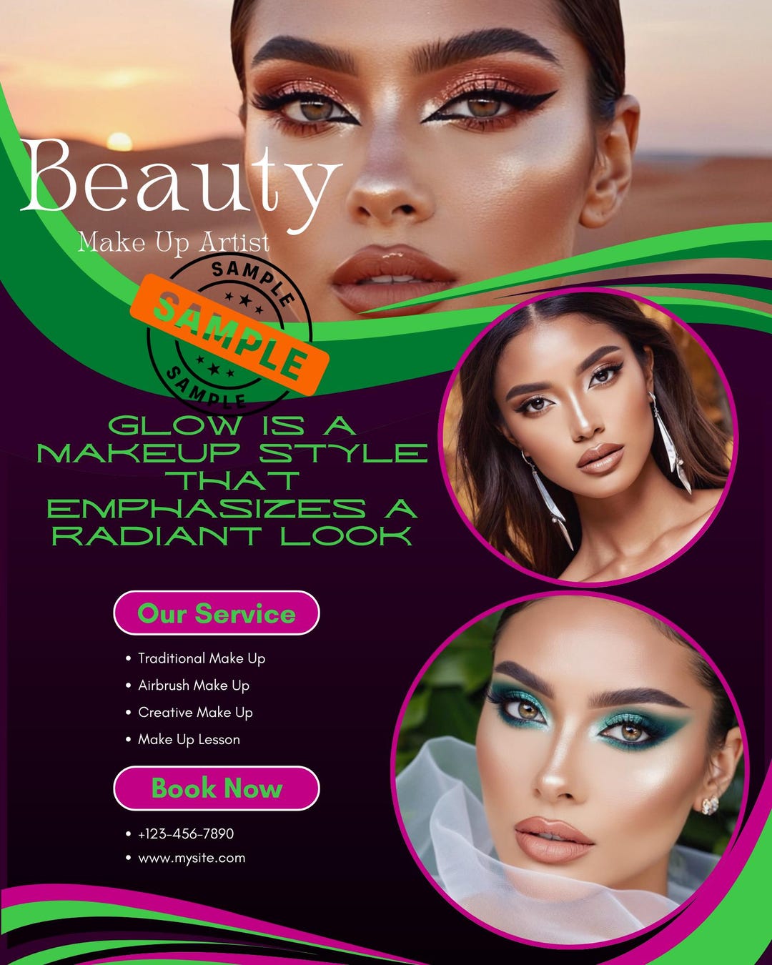 Beauty Makeup Artist Flyer Template - Professional Marketing Design ...