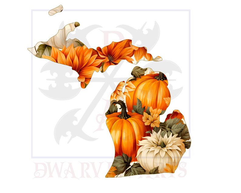 Happy Fall State of Michigan Digital PNG JPEG Download File Sublimation ...