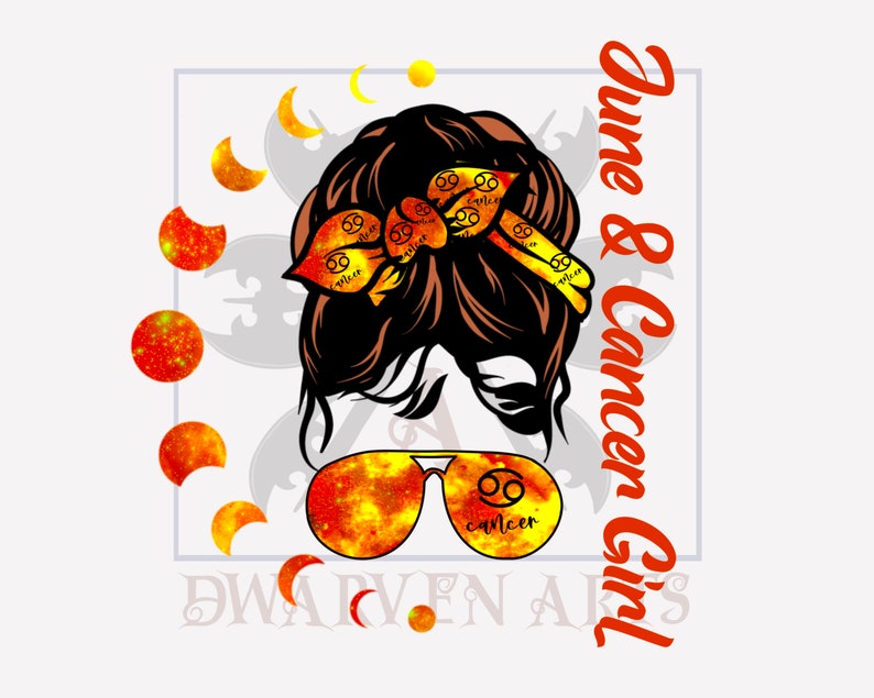 June & Cancer Girl Digital Art PNG JPEG Download File - Etsy