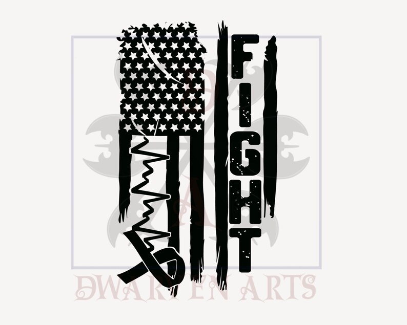 American Flag Fight Awareness Ribbon Digital PNG | JPEG | Download File ...