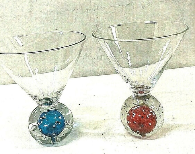 Circleware Bonfire Controlled Bubble Martini Glasses Red and Blue - Etsy