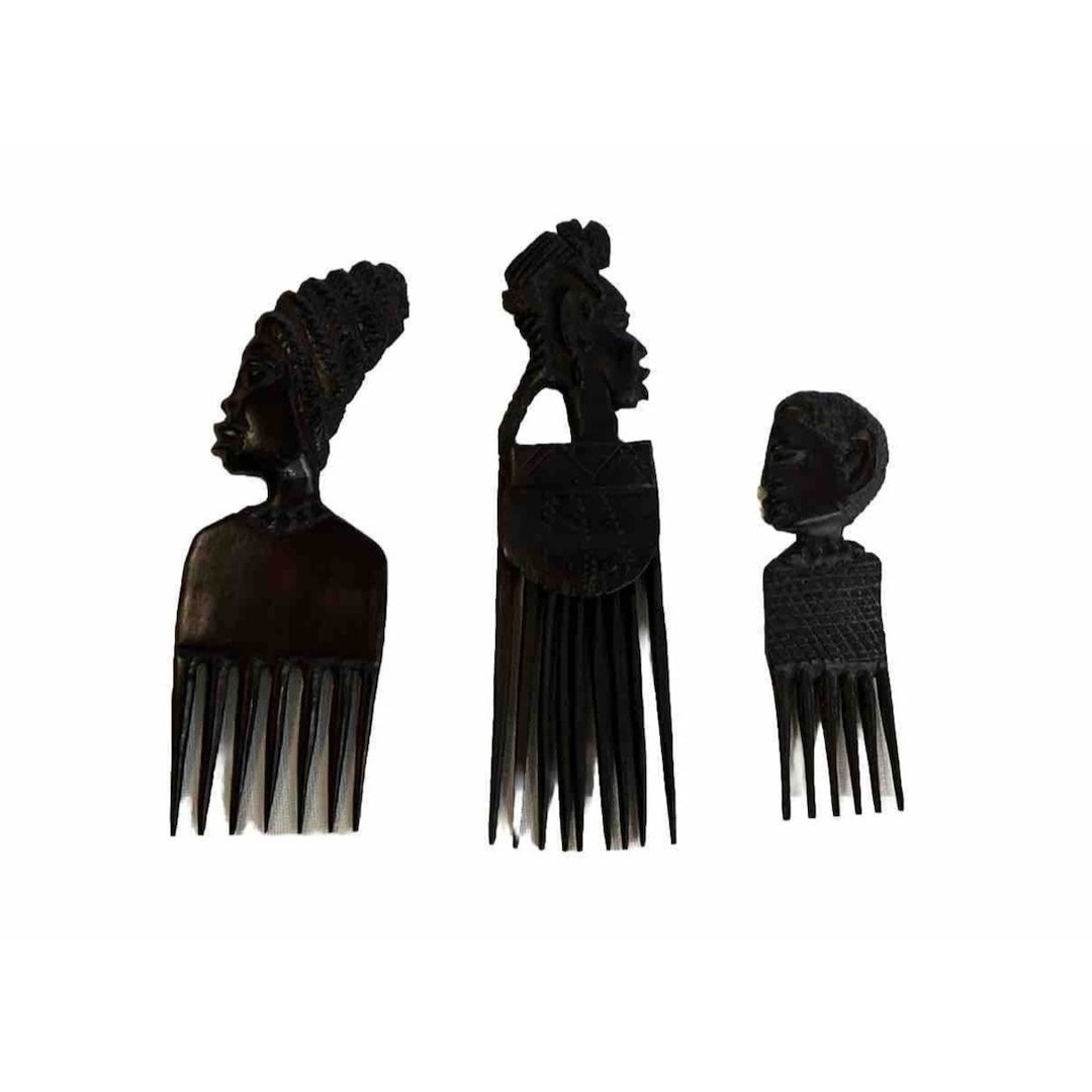3 Vintage Tribal African Hair Combs Folk Art Figural Family - Etsy