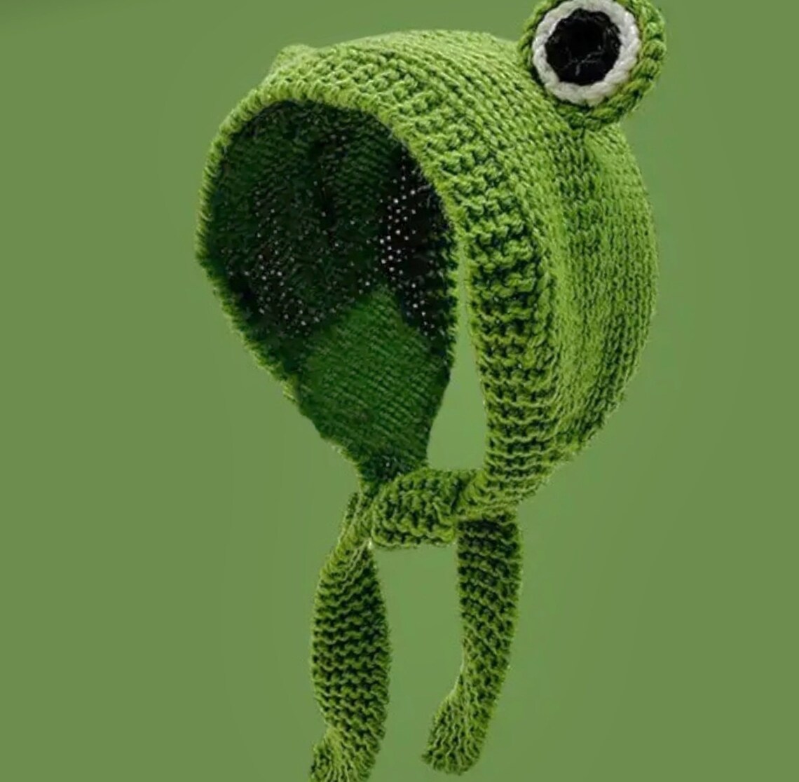 Green Knit Frog Bandana Hat With Ties no Headband Ear Warmers - Etsy