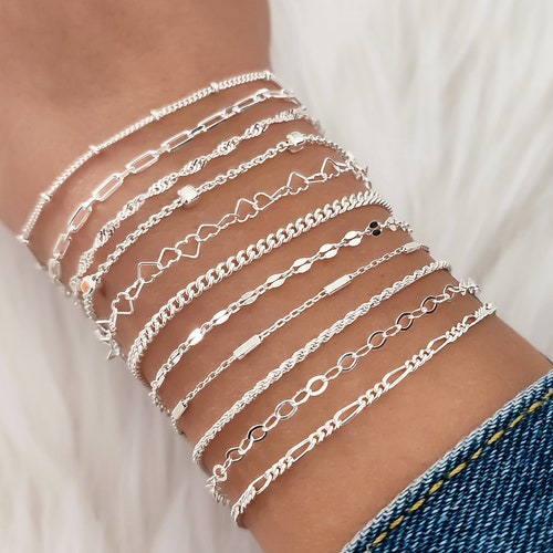 Dainty Chain Bracelet Sterling Silver Bracelet Layering - Etsy