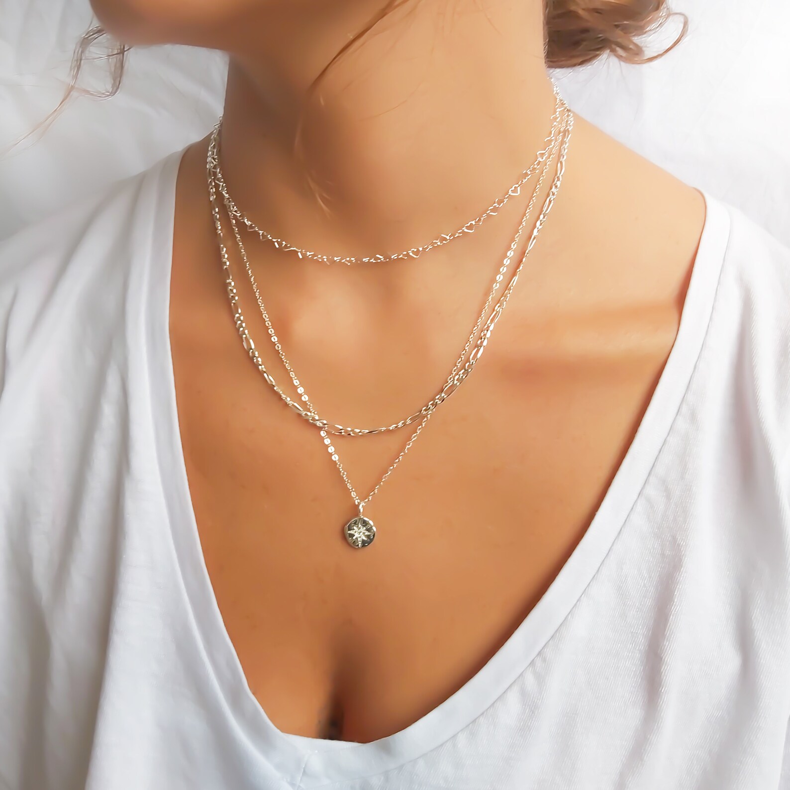 Heart Link Necklace Sterling Silver Heart Chain Necklace - Etsy