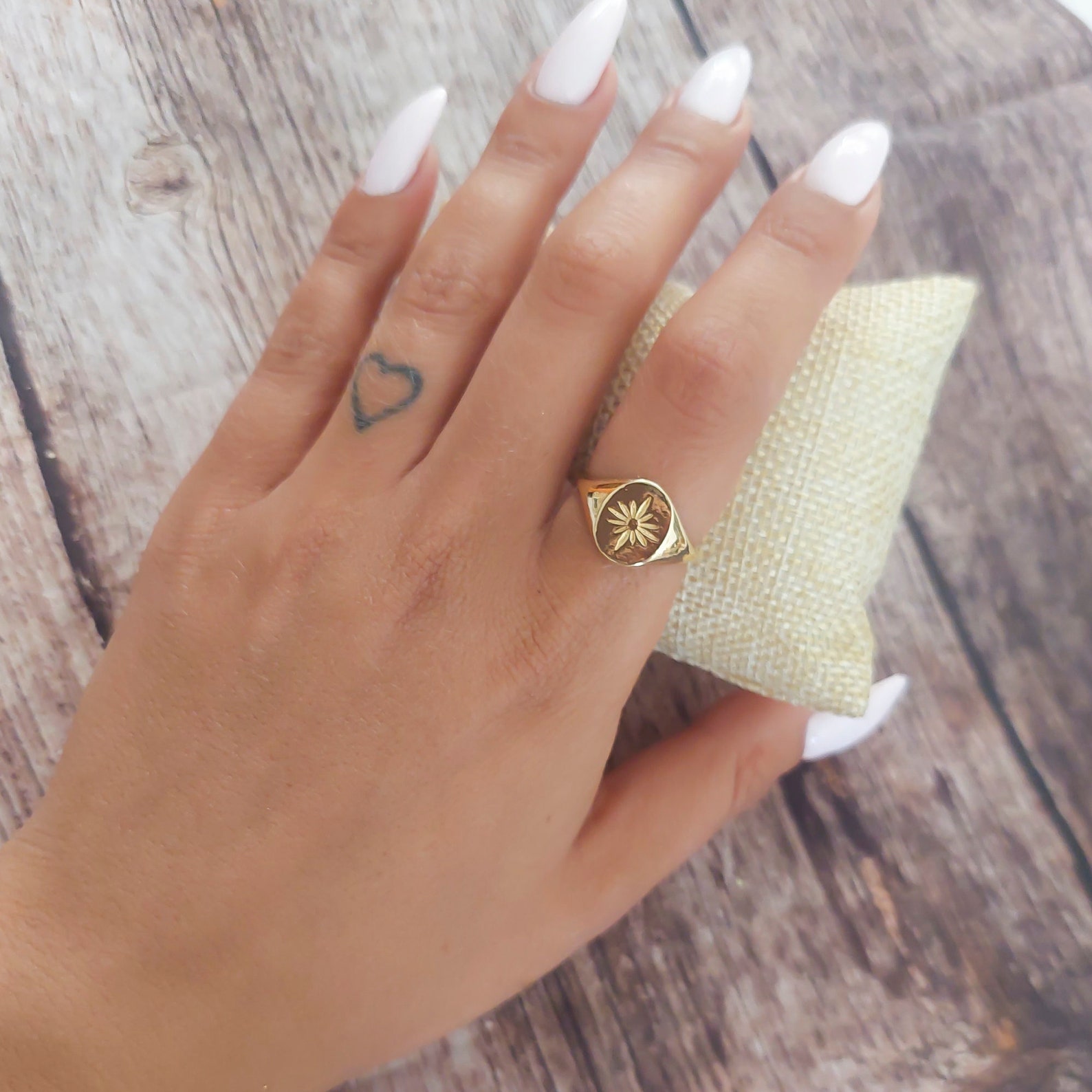 Gold Sunflower Signet Ring: Adjustable Brass Cuff Ring (size 6-9.5) - Etsy