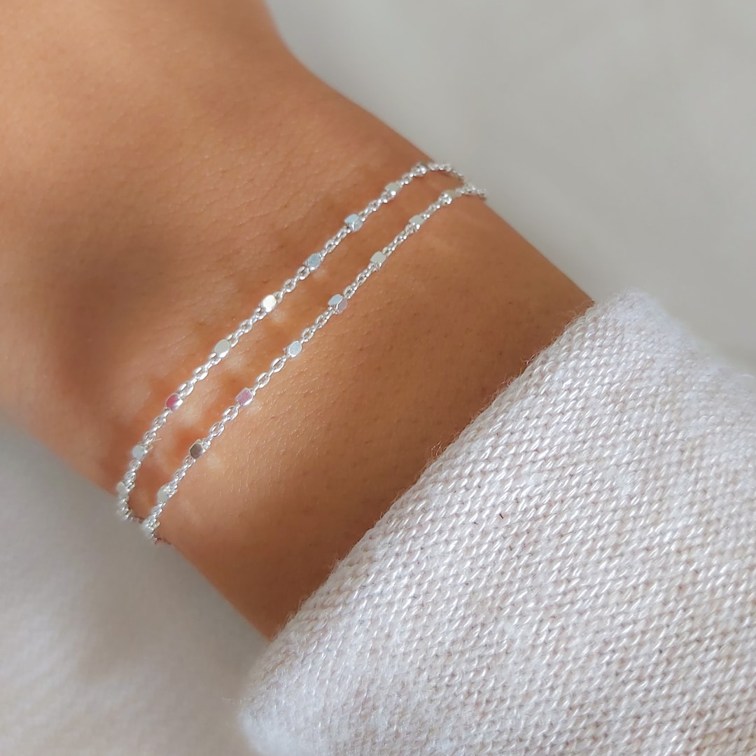 Silver Chain Bracelet, Sterling Silver Bracelet for Women, Stacking ...
