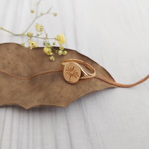 Gold Sunflower Signet Ring: Adjustable Brass Cuff Ring (size 6-9.5) - Etsy