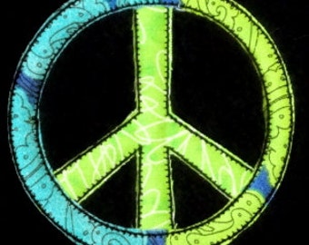 Peace Sign Scribble Applique Machine Embroidery Raggy Frayed | Etsy