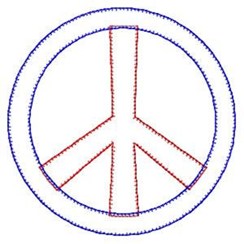 Peace Sign Applique Machine Embroidery Raggy Frayed Applique Design - Etsy