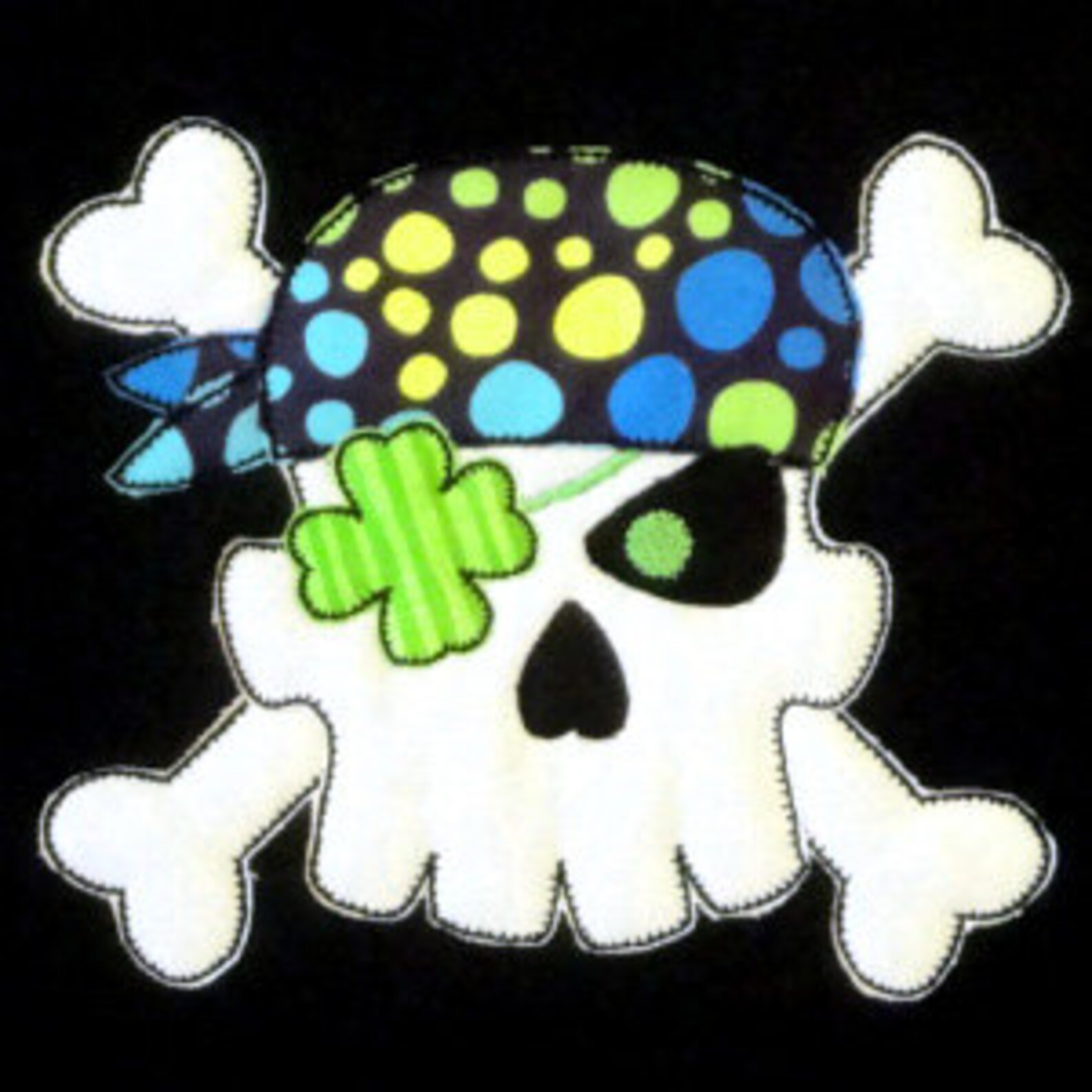 St. Patty's Day Pirate Skull Shamrock Applique Design - St. Patrick's ...