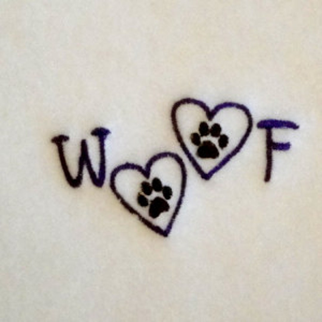 Woof Heart Pawprint Satin Stitched Machine Embroidery Design - TWO ...