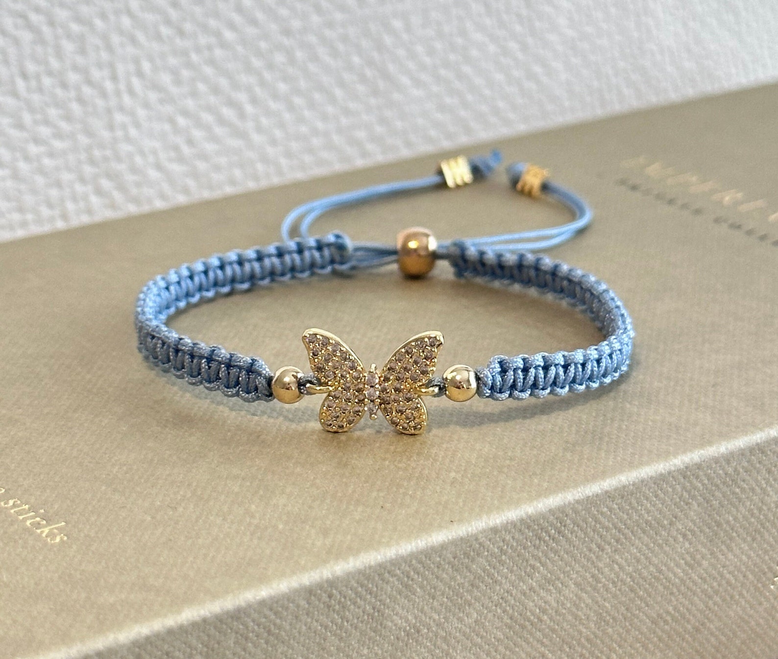 Adjustable String Bracelet, Butterfly Cord Bracelet, Charm Bracelet ...