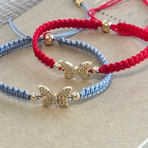 Adjustable String Bracelet, Butterfly Cord Bracelet, Charm Bracelet ...