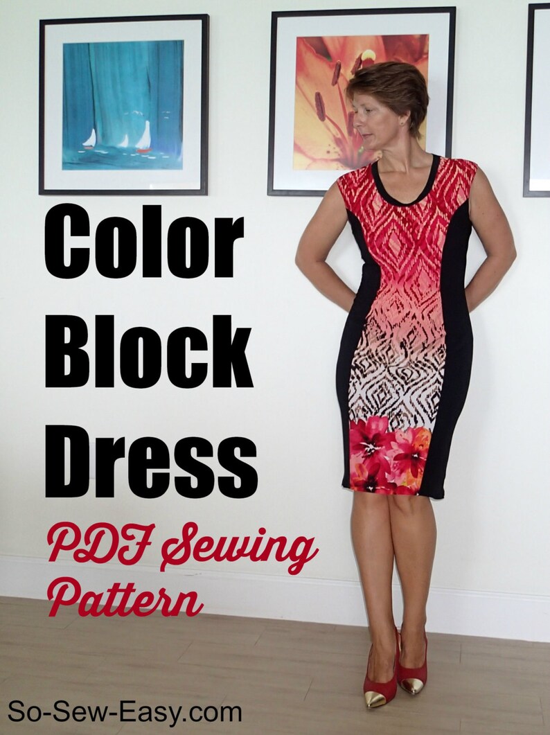 Color Block Dress PDF Sewing pattern | Etsy