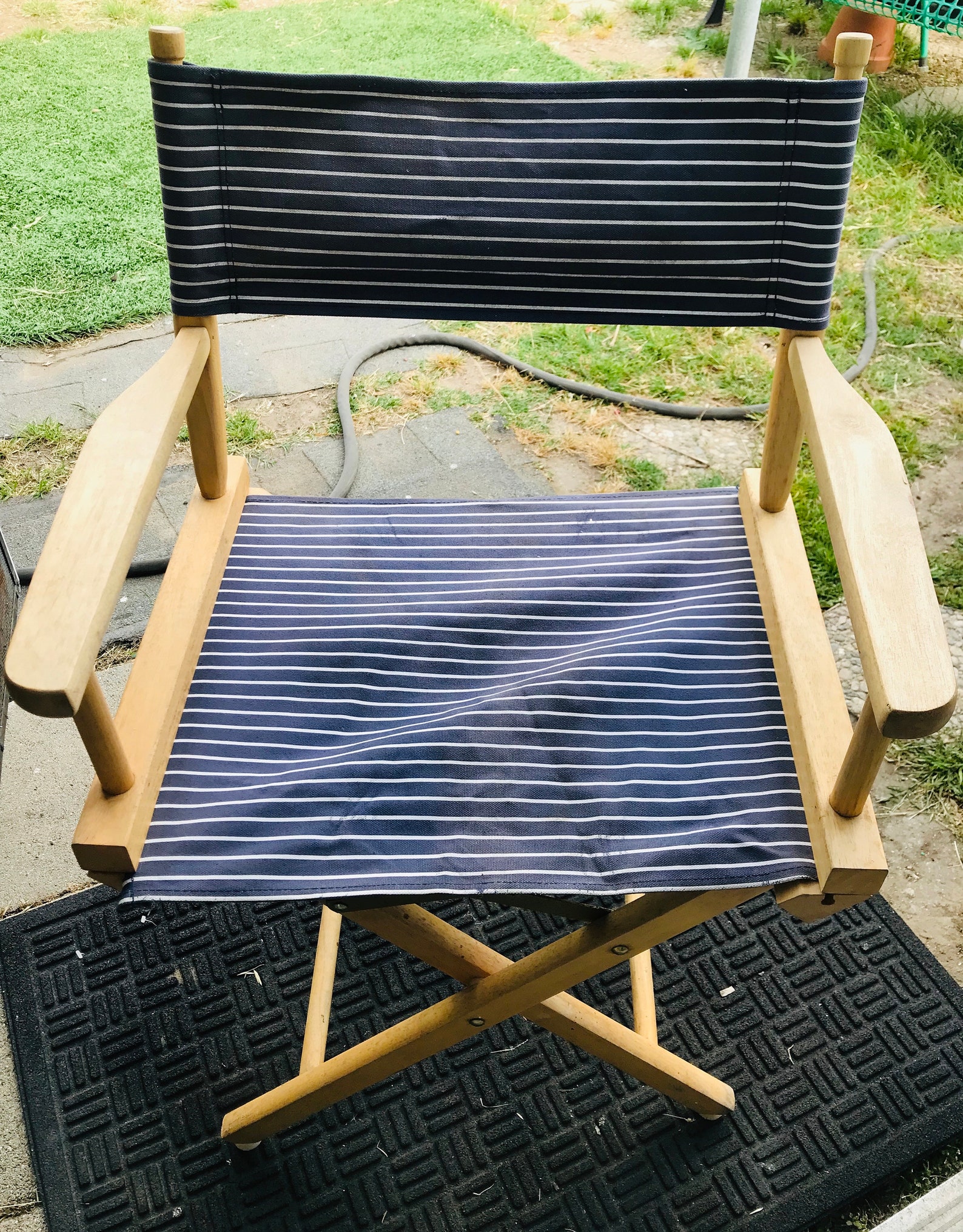 Vintage Solid Wood Folding Directors Chair Beach Patio Summer Outdoors ...