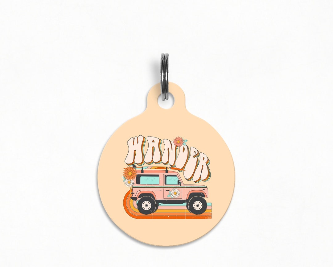 Pet ID Tag wander Retro Summer Beach Dog Tag, Double Sided - Etsy