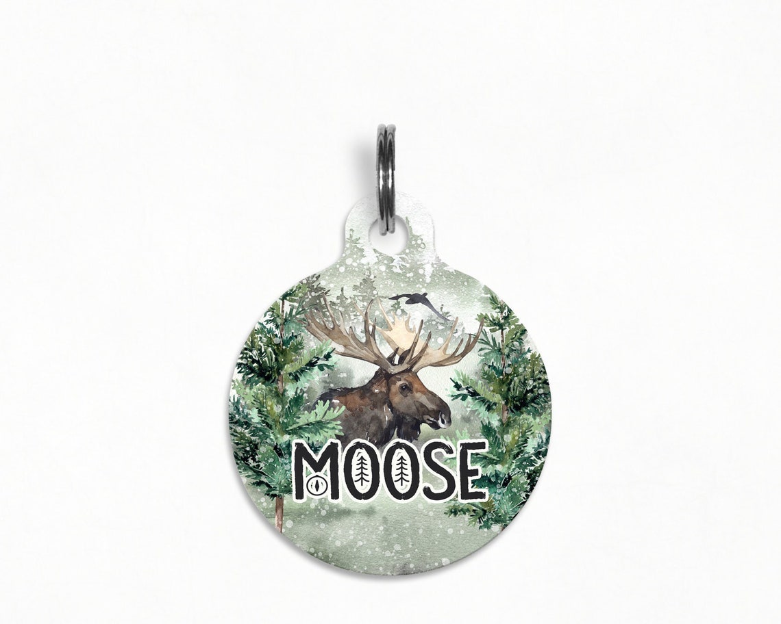 Pet ID Tag moose Woodland Animal Forest Moose - Etsy