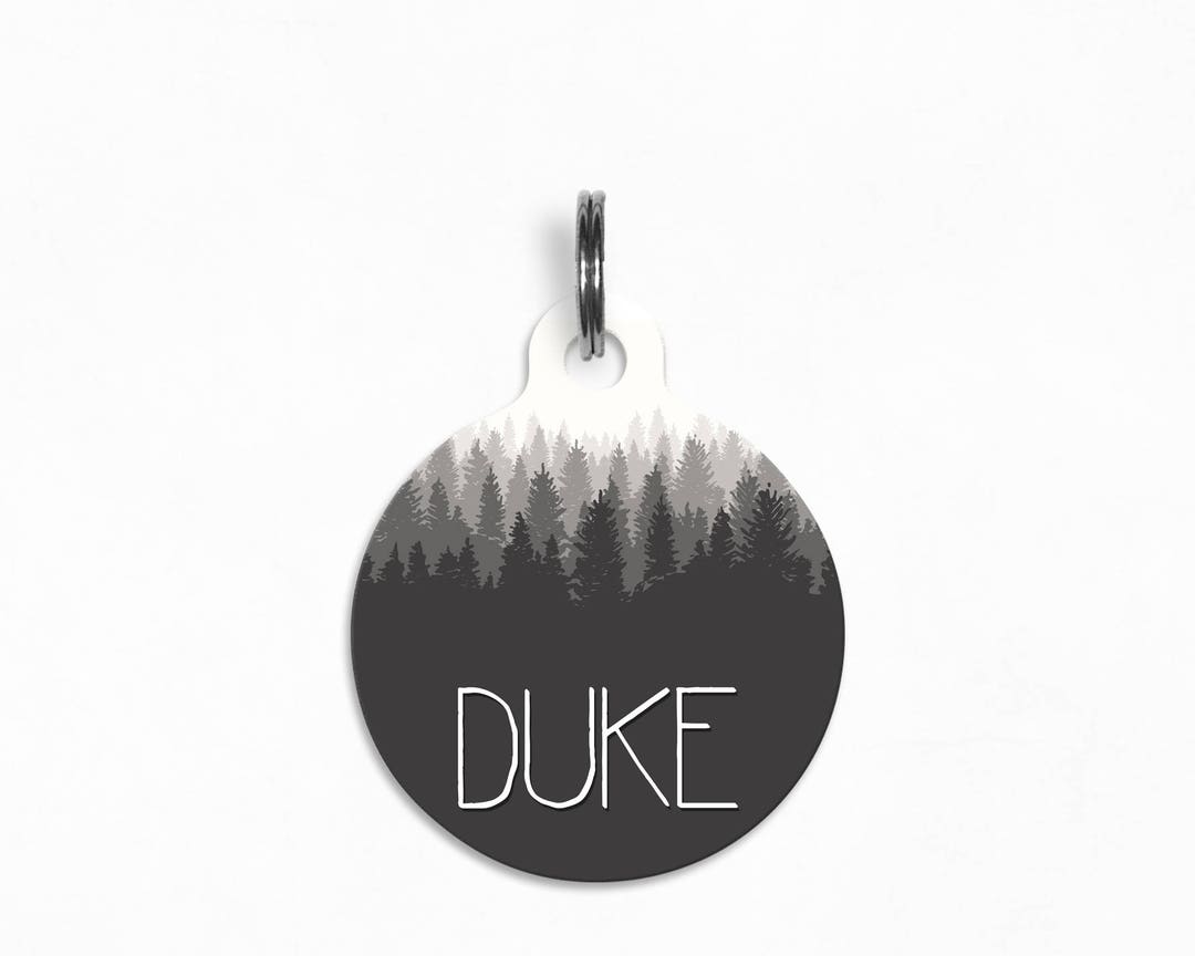Pet ID Tag duke Charcoal Ombre Woodland Dog Tag, Double Sided - Etsy