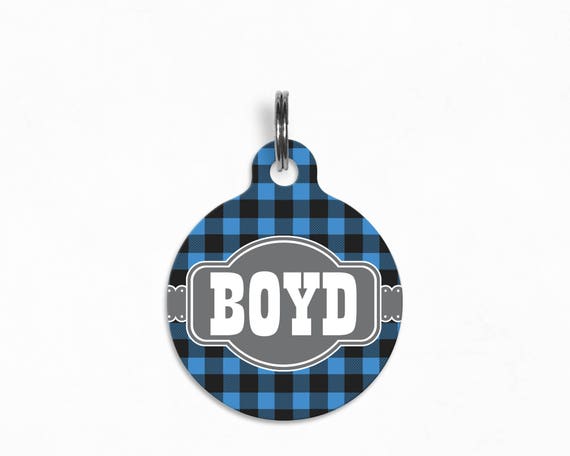 Pet ID Tag boyd Blue Buffalo Plaid Dog Tag | Etsy