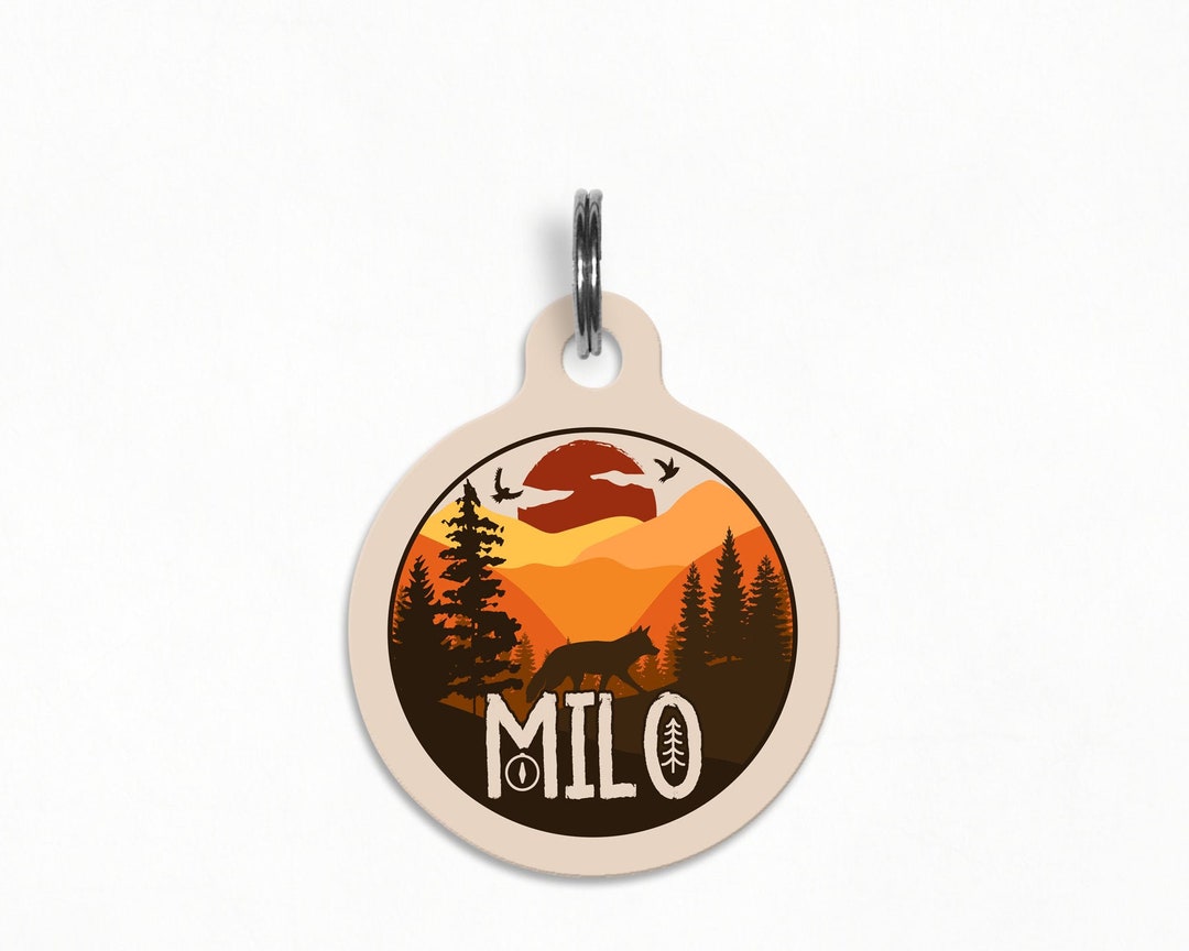 Pet ID Tag milo Autumn Mountain Fox Silhouette - Etsy