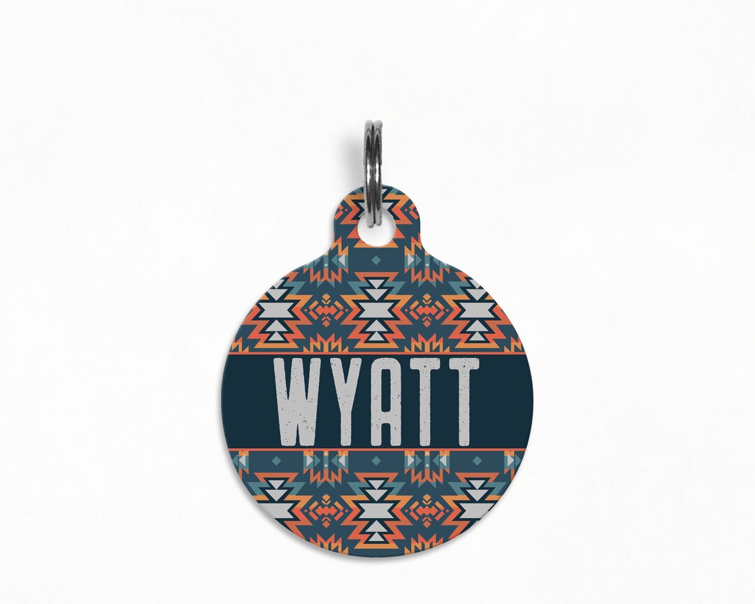Pet ID Tag | "wyatt" - Forest Sunrise Tribal Dog Tag, Double Sided ...