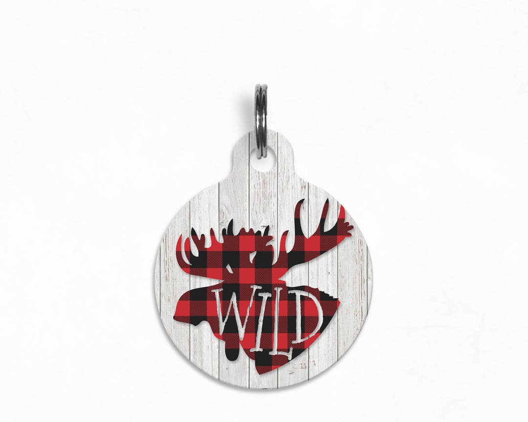 Pet ID Tag | "wild Moose" - Adventure / Mountain / Moose Dog Tag, White ...