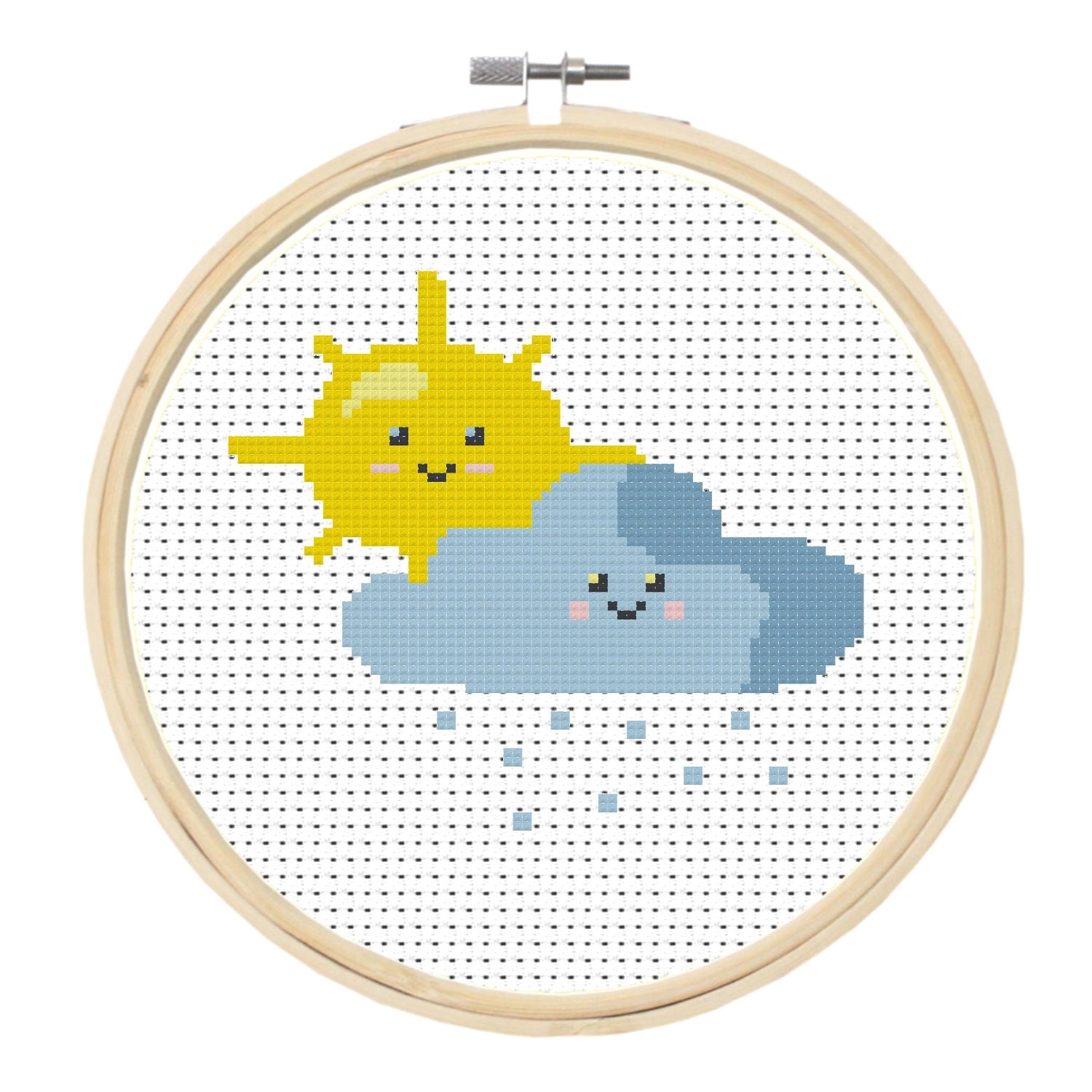 Counted Cross Stitch Pattern Cute Blue Cloud and the Sun Download PDF ...